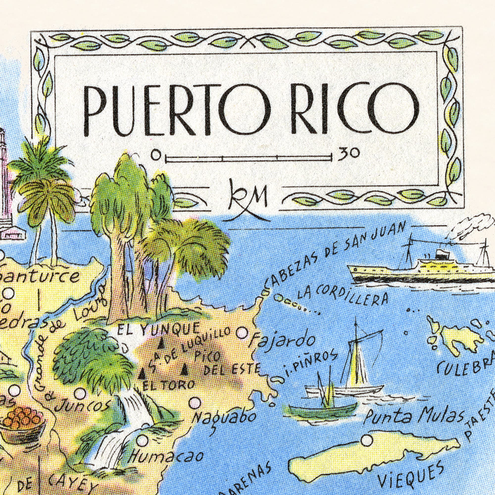 Fun Map of Puerto Rico in the Caribbean – Digital Download PRINTABLE ...