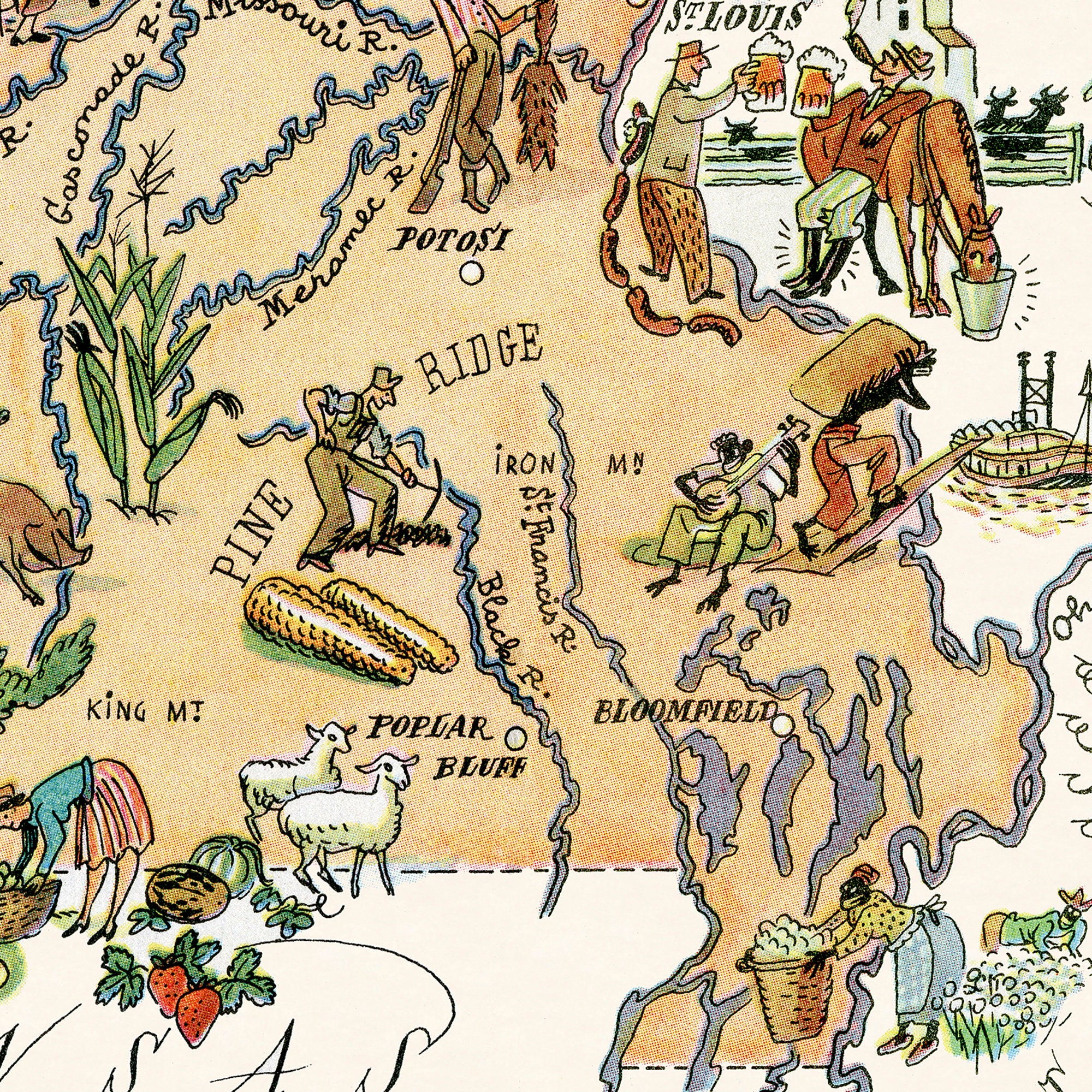 Fun State Map of Missouri – Digital Download PRINTABLE Vintage ...