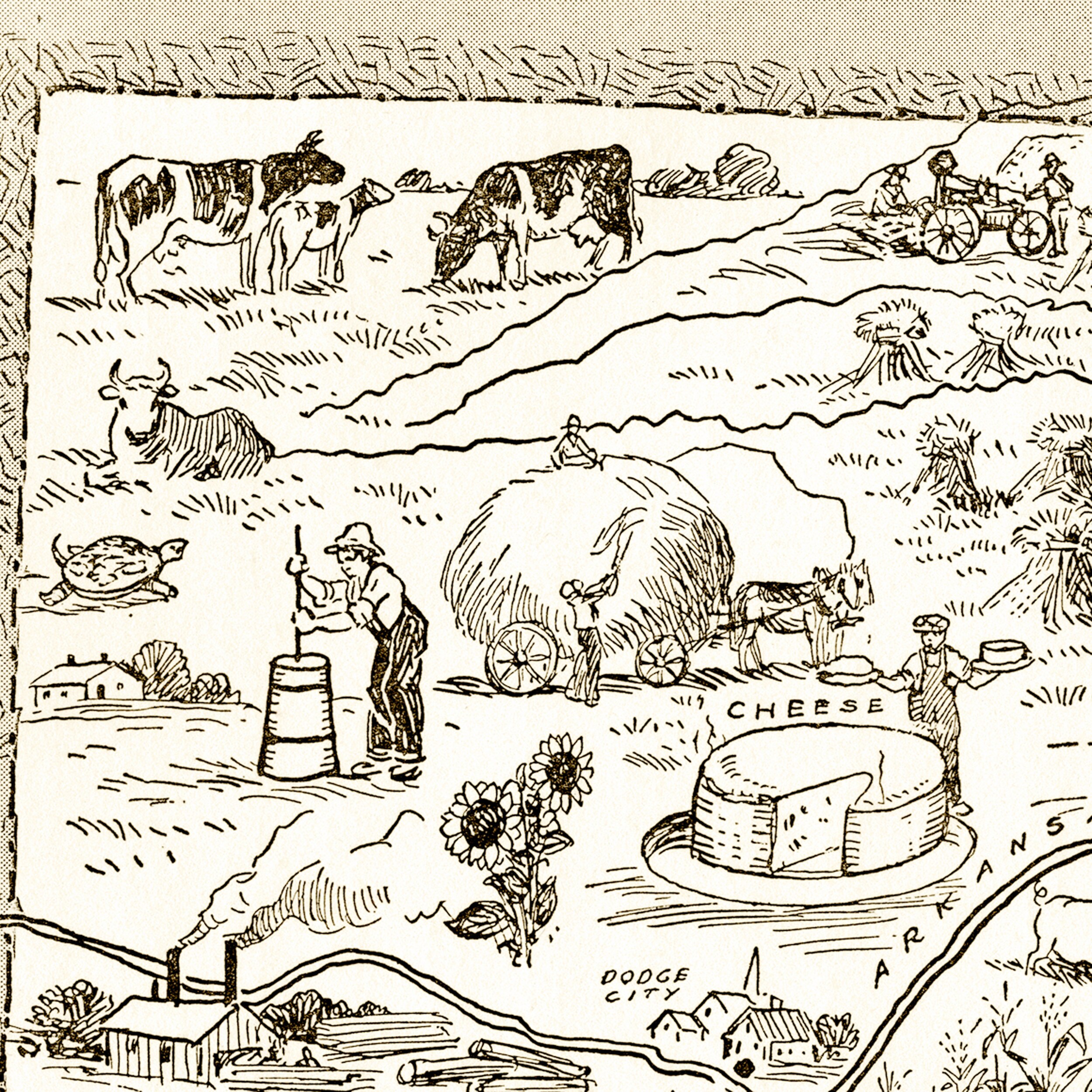 Pictorial State Map of Kansas Digital Download PRINTABLE Vintage Fun ...