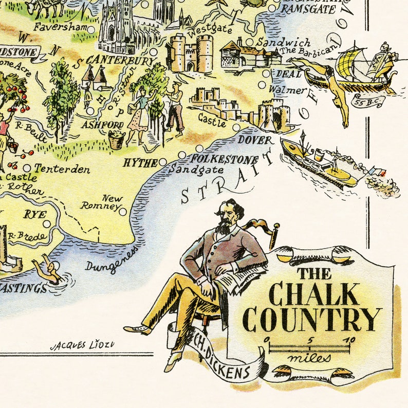 Fun Map of the Chalk Country in Great Britain, England – Digital ...