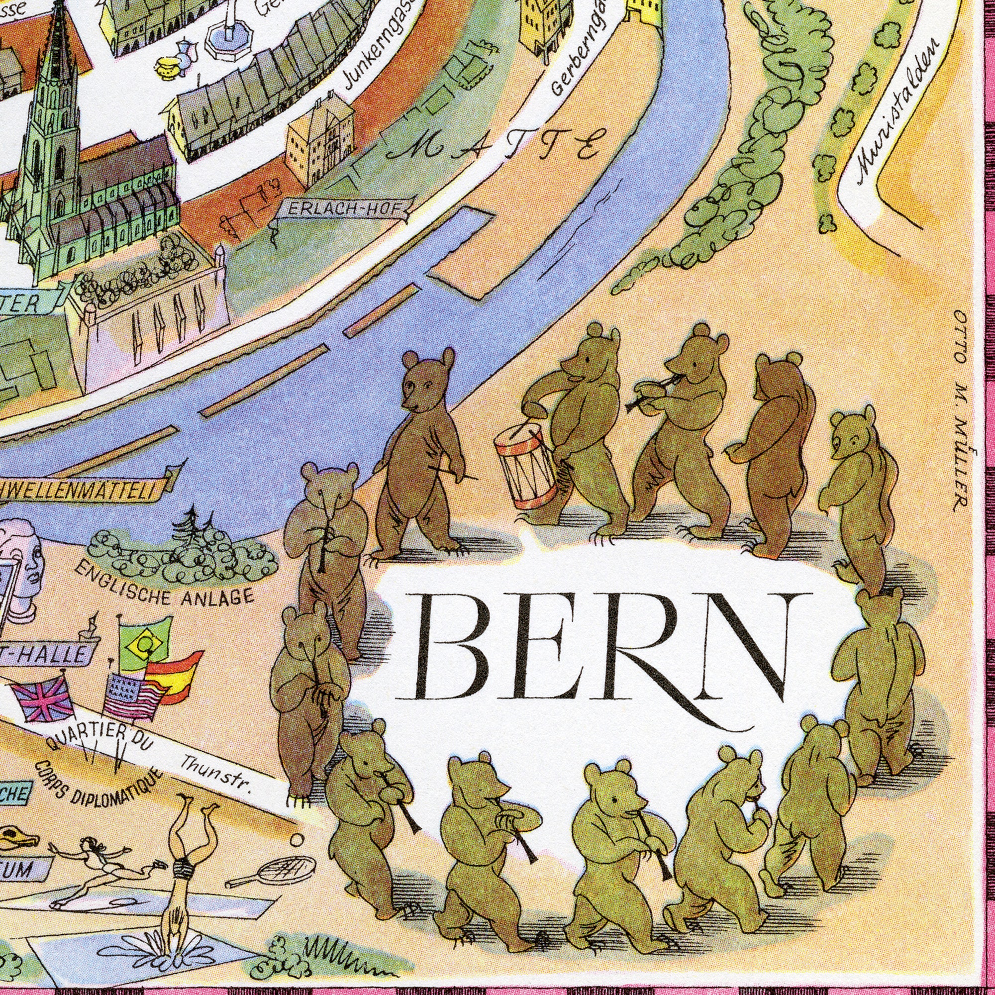 Fun Street Map of Bern in Switzerland – Digital Download PRINTABLE ...