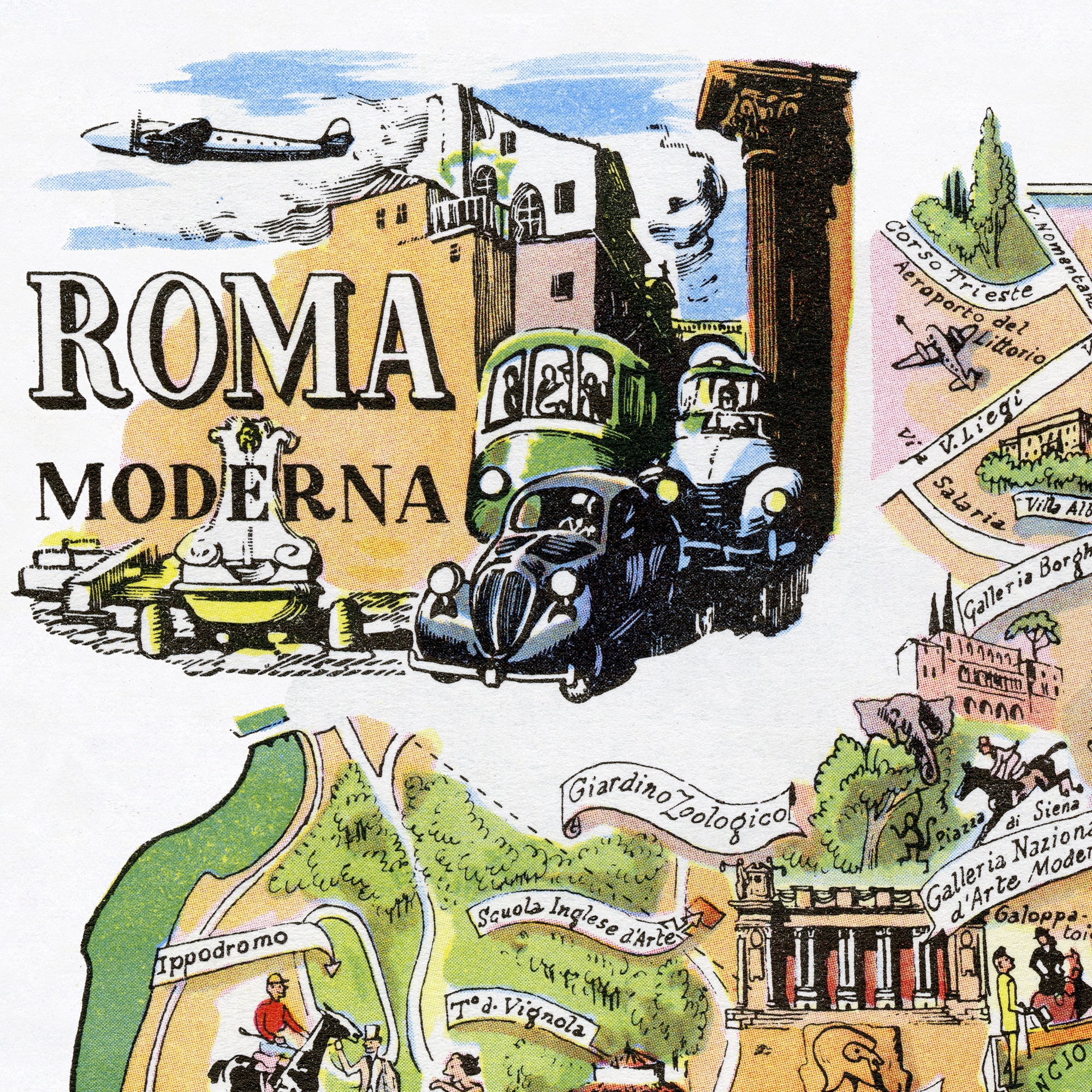 Fun Map of Italy Rome Roma Moderna Digital Download PRINTABLE Vintage ...