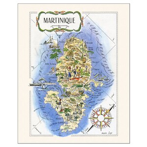 Fun Map of Martinique in the Caribbean Digital Download PRINTABLE ...