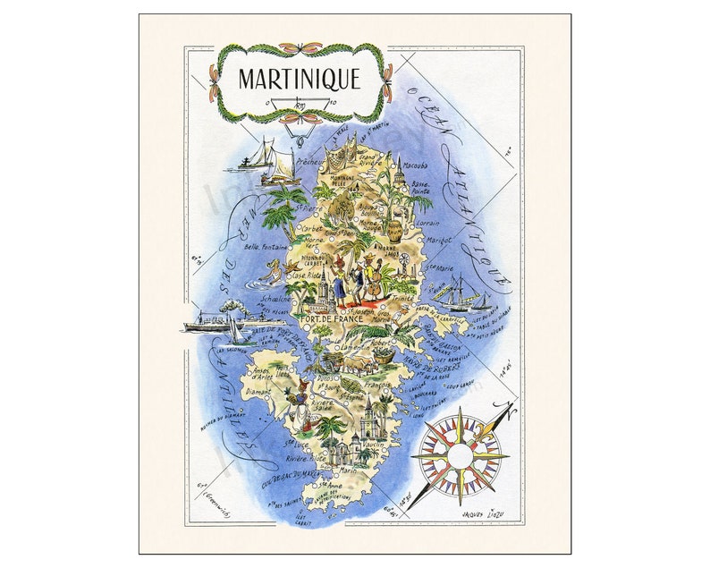 Fun Map of Martinique in the Caribbean – Digital Download PRINTABLE ...