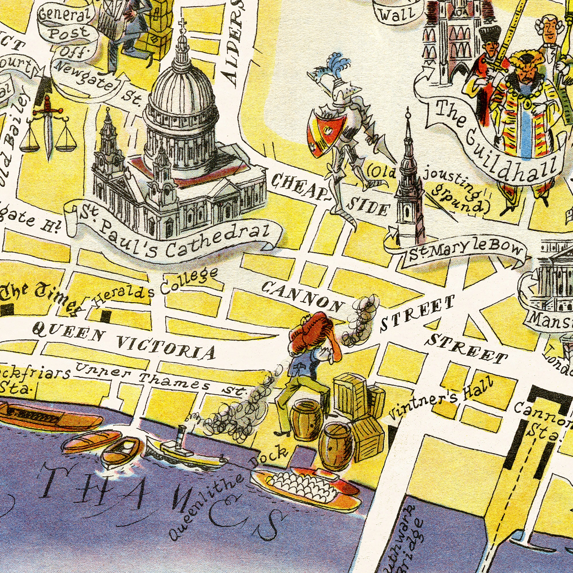 Fun Map of the City of London in Great Britain, England, UK – Digital ...