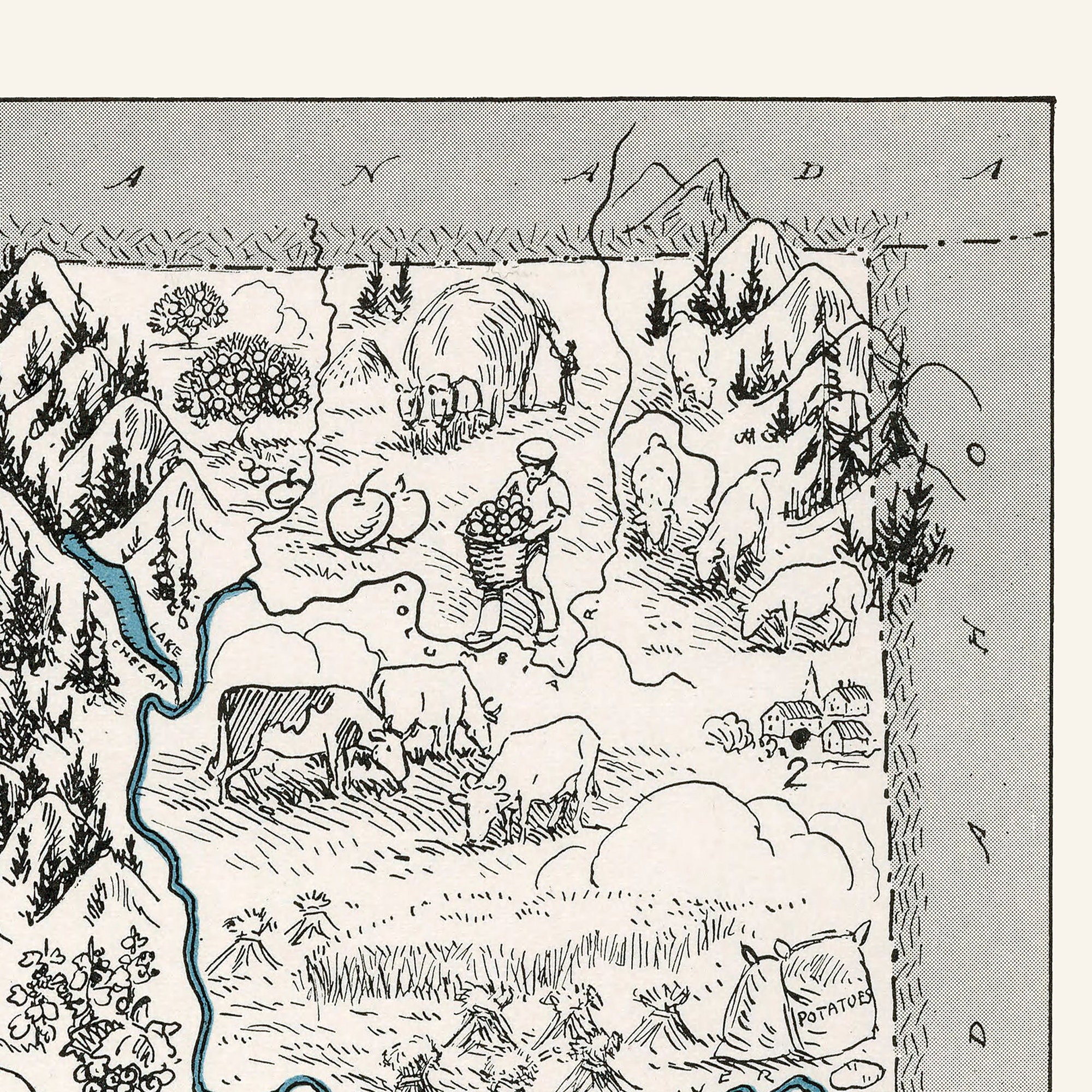 Pictorial Map of Washington – Digital Download PRINTABLE Vintage Fun ...