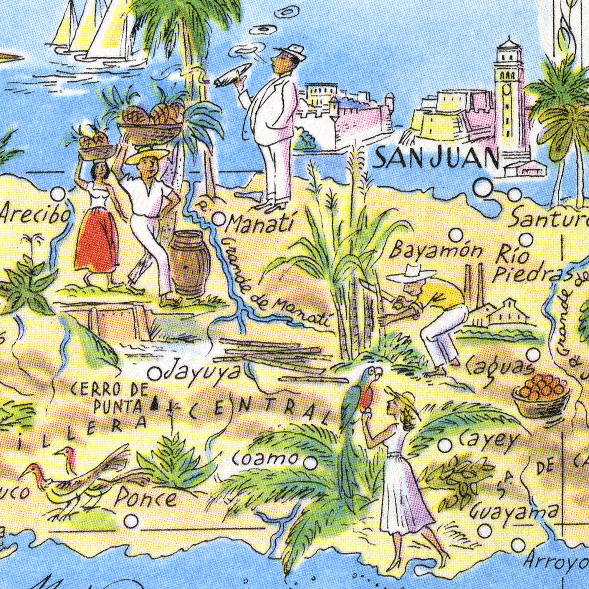 Fun Map of Puerto Rico in the Caribbean – Digital Download PRINTABLE ...