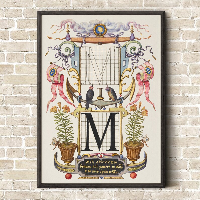 Letter M - Calligraphy Alphabet – Printable Digital Download, Vintage ...