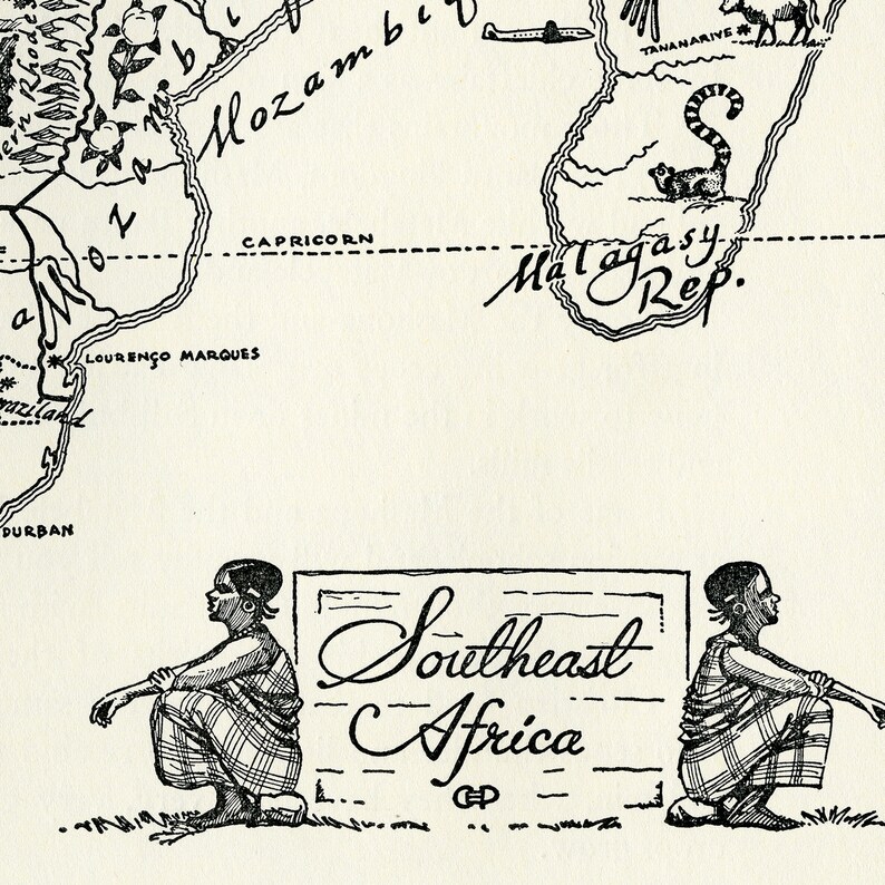 Map of South East Africa Digital Download PRINTABLE Vintage - Etsy