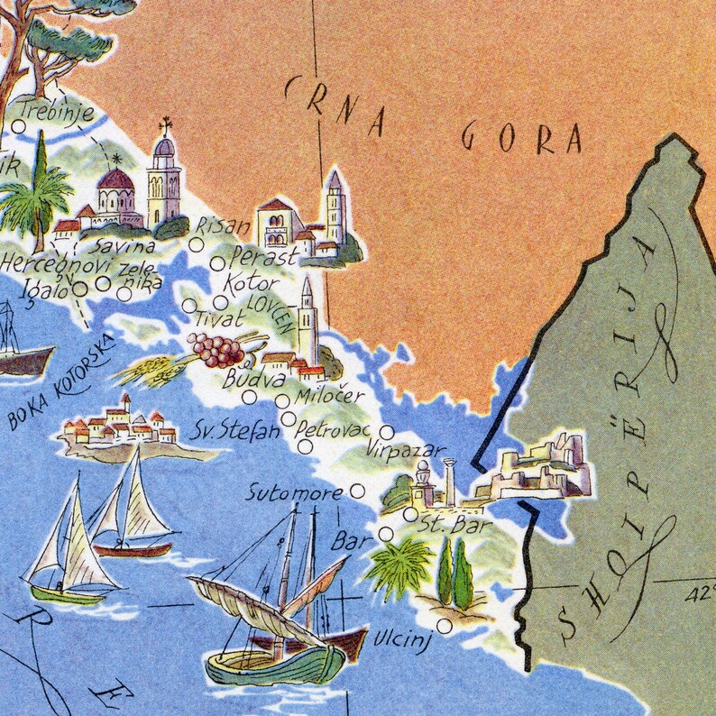 Old Map of South Croatia – Digital Download PRINTABLE Vintage Fun ...