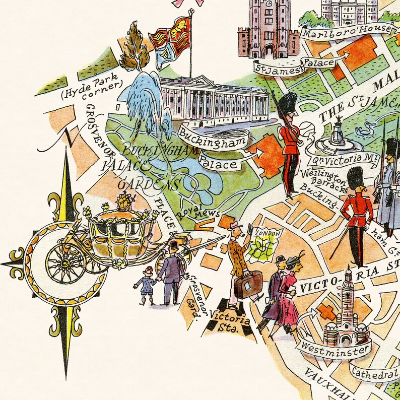 Fun Map of Westminster in Great Britain, England, UK – Digital Download ...