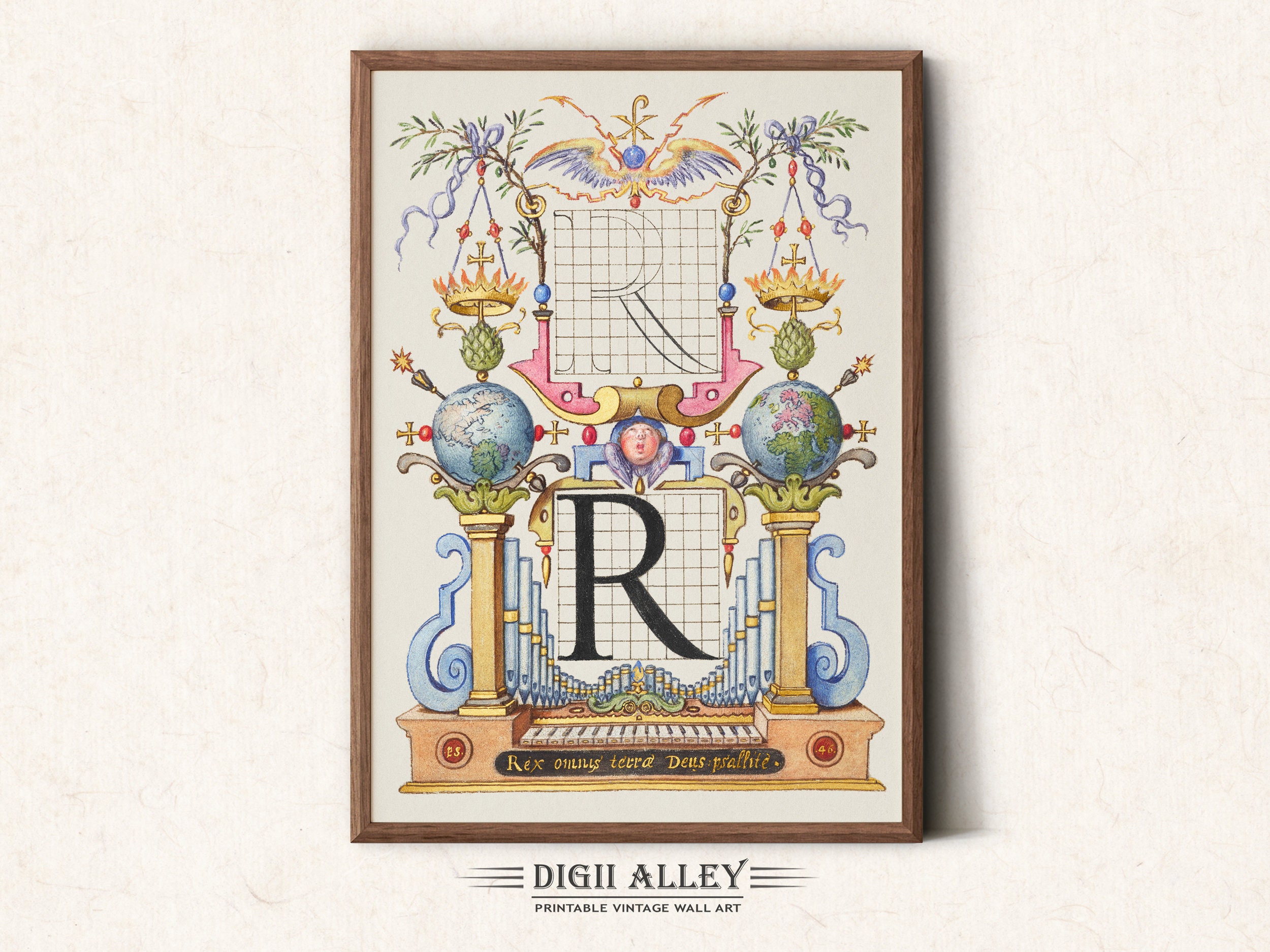Letter R - Calligraphy Alphabet – Printable Digital Download, Vintage ...
