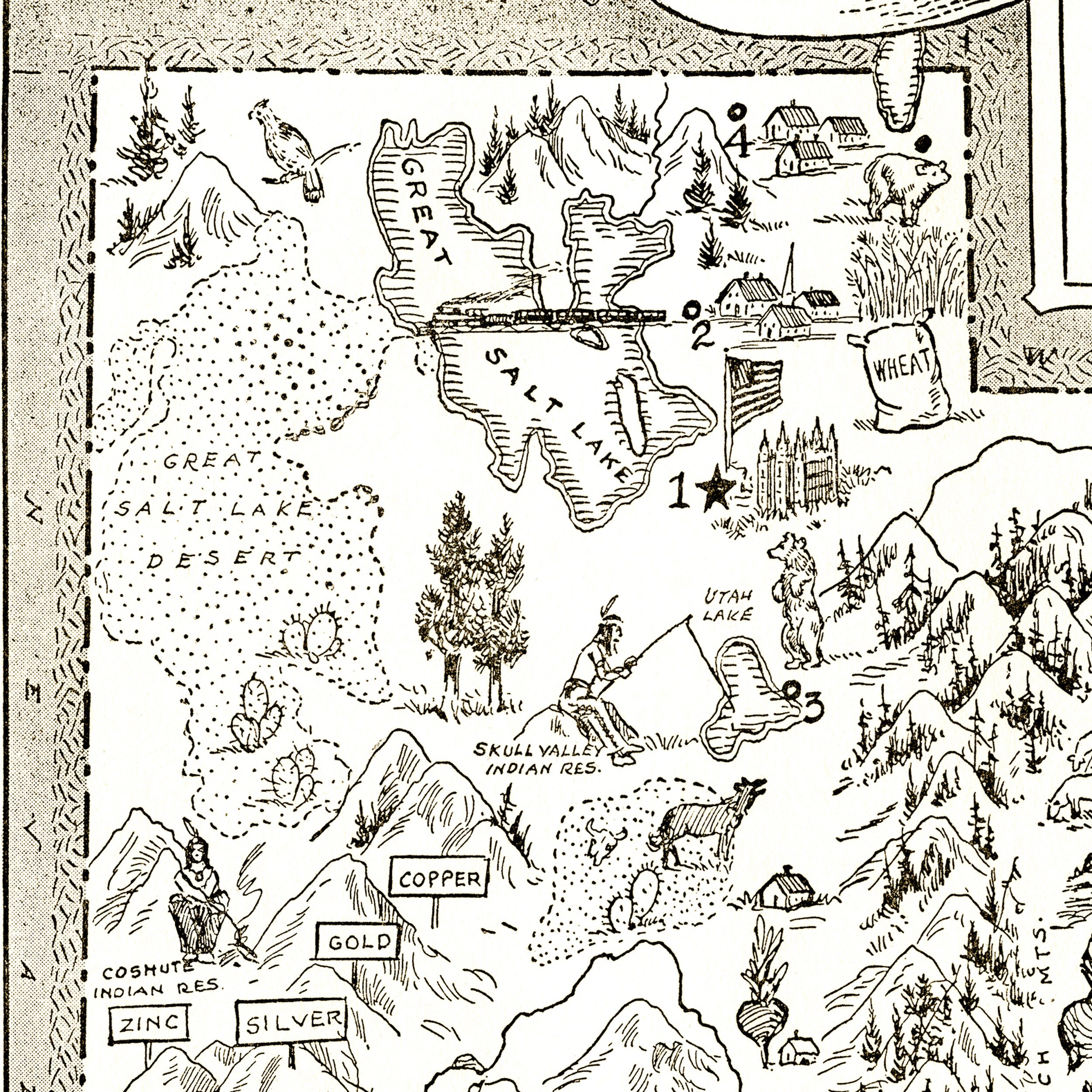 Pictorial State Map of Utah Digital Download PRINTABLE Vintage Fun Old ...