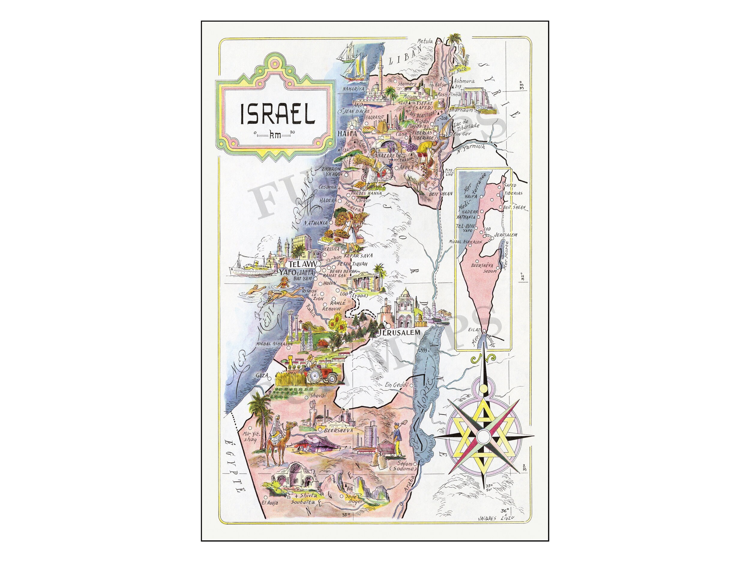Old Map of Israel in the Middle East – Digital Download PRINTABLE ...