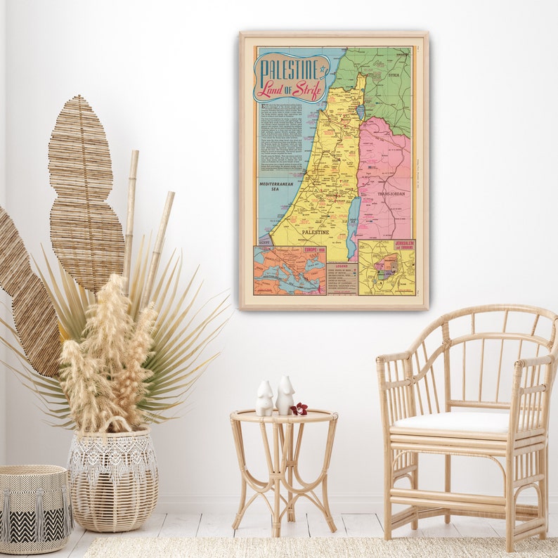 Old Map of Palestine in the Middle East – Digital Download PRINTABLE ...