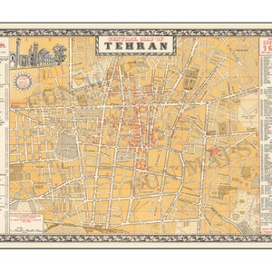 Old Map of Tehran in Iran in the Middle East – Digital Download ...