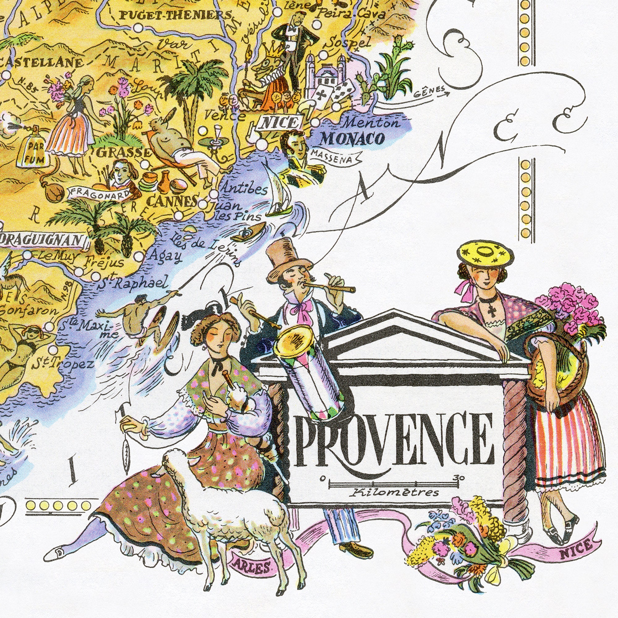 Fun Map of Provence a French Province, France – Digital Download ...