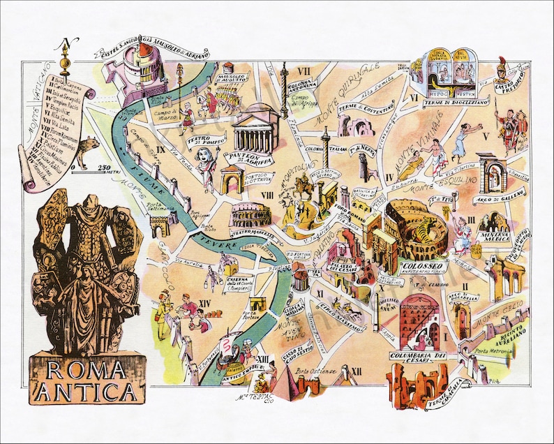 Fun Map of Italy Ancient Rome – Digital Download PRINTABLE Vintage ...