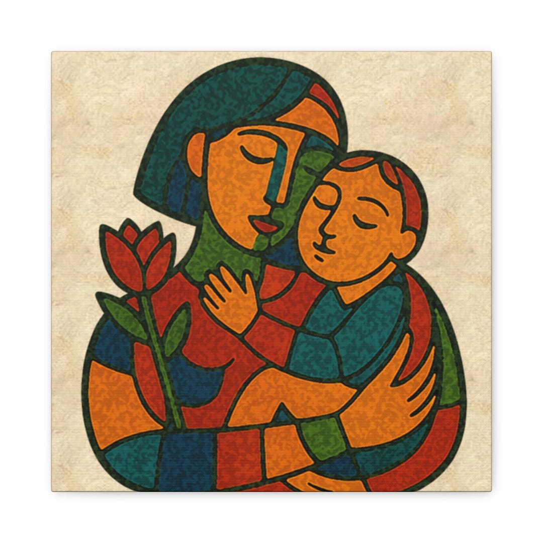 Mother's Embrace - A Stained Glass Tribute to Love - Canvas Wall Art - Etsy