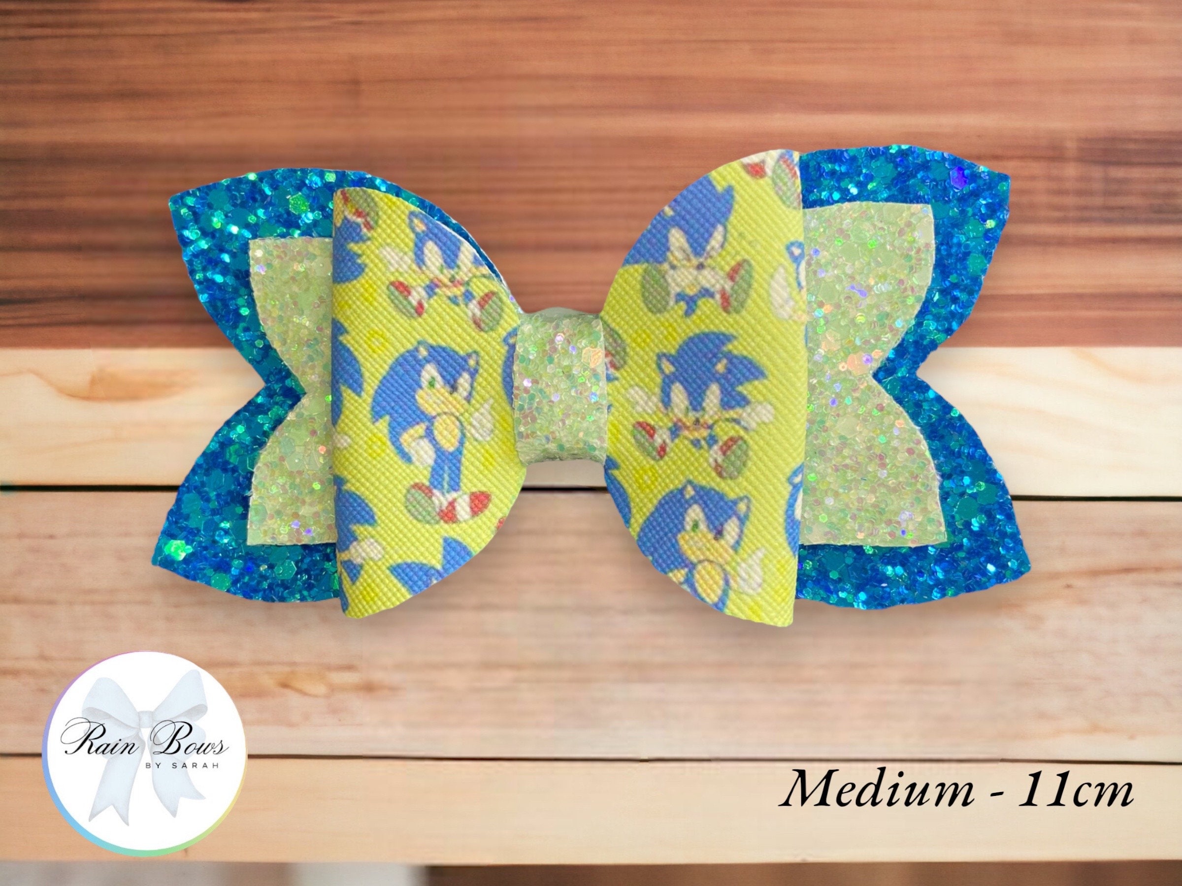 Sonic Faux Leather Bow, Blue Hedgehog Kids Hair Bow, Hair Clip Bows ...