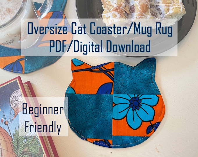 Cat Mug Rug Printable Sewing Pattern and Tutorial - PDF Download - Etsy ...