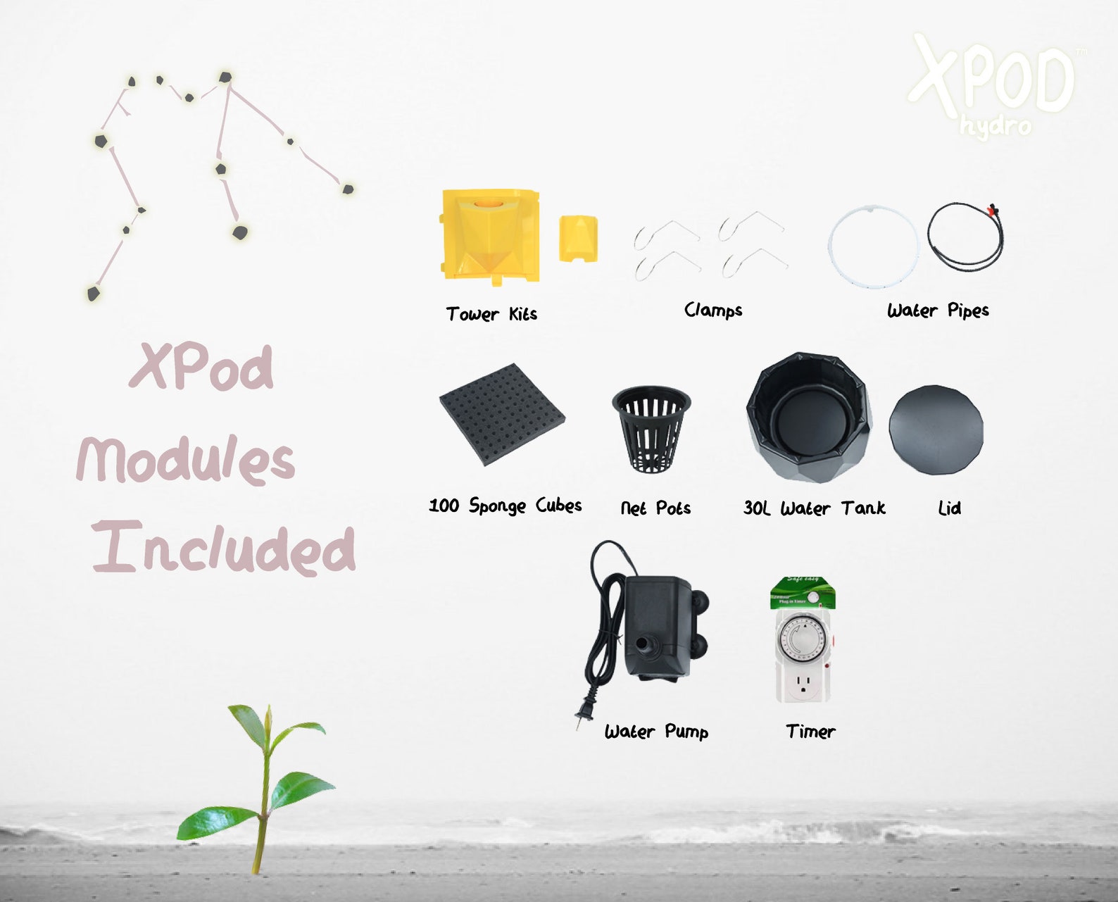 Xpod Hydro: Vertical Hydroponic Grow Tower for Indoor Gardening ...