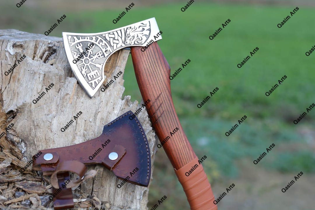 Custom Ax Gift Hand Forged Carbon Steel Viking Ax With Ash Wood Shaft ...
