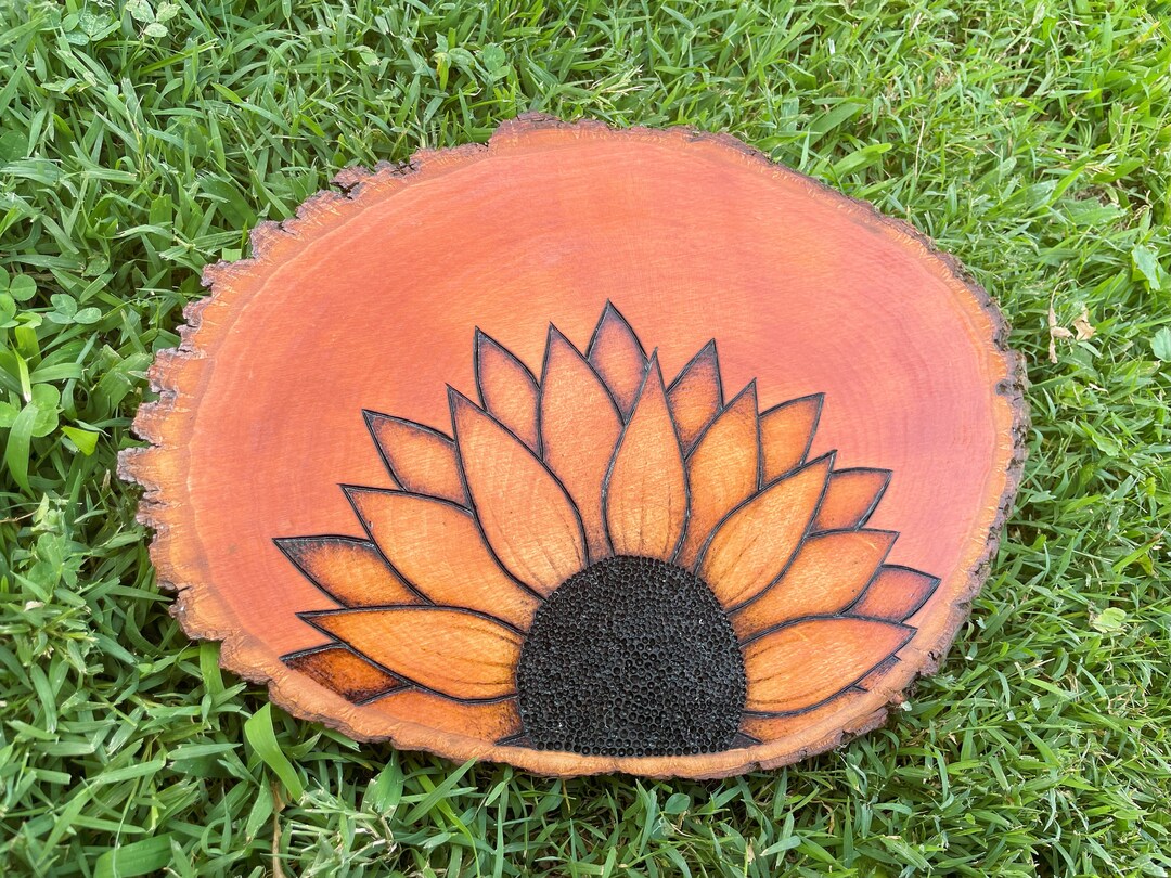 10x14 in Sunflower Pyrography Art - Etsy