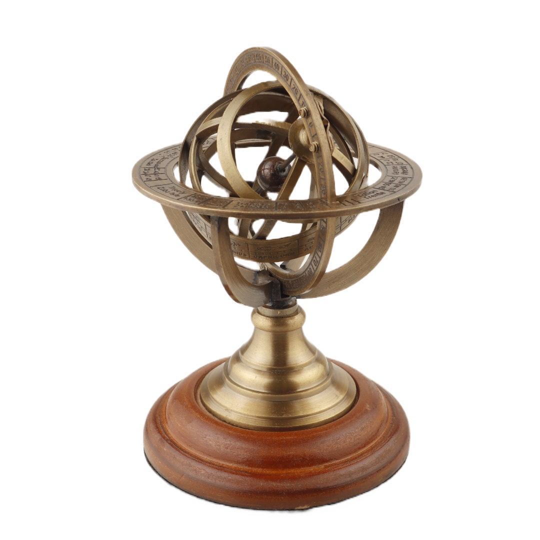 Vintage Armillary Sphere Globe, Antique Brass Desk Decor, Elegant Home ...