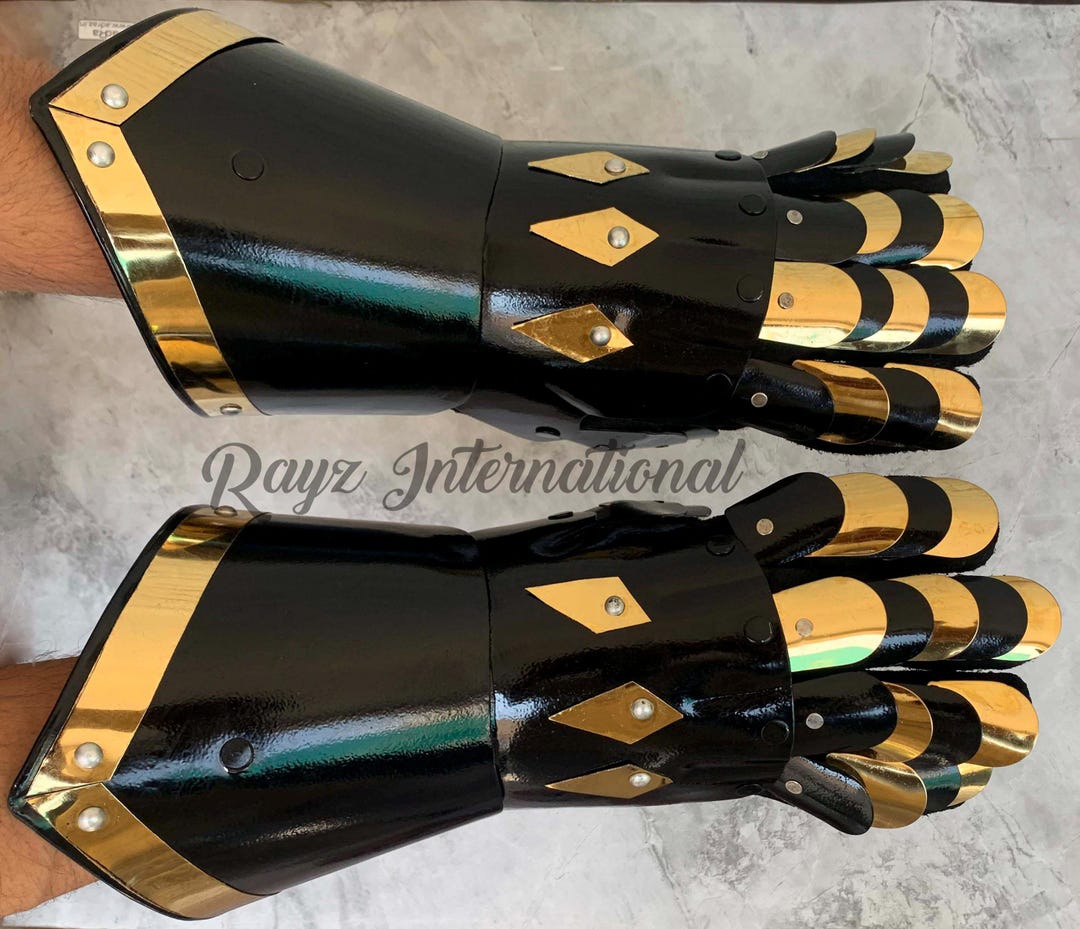 Medieval Gauntlets, Black Gothic Gauntlets Halloween Costume Prop ...