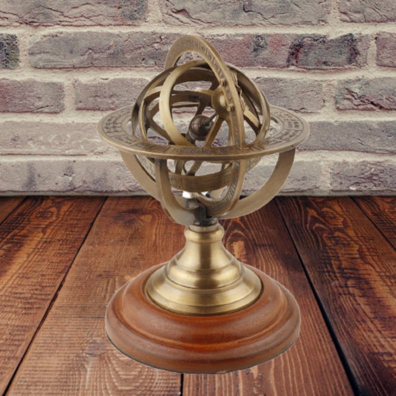 Vintage Armillary Sphere Globe, Antique Brass Desk Decor, Elegant Home ...