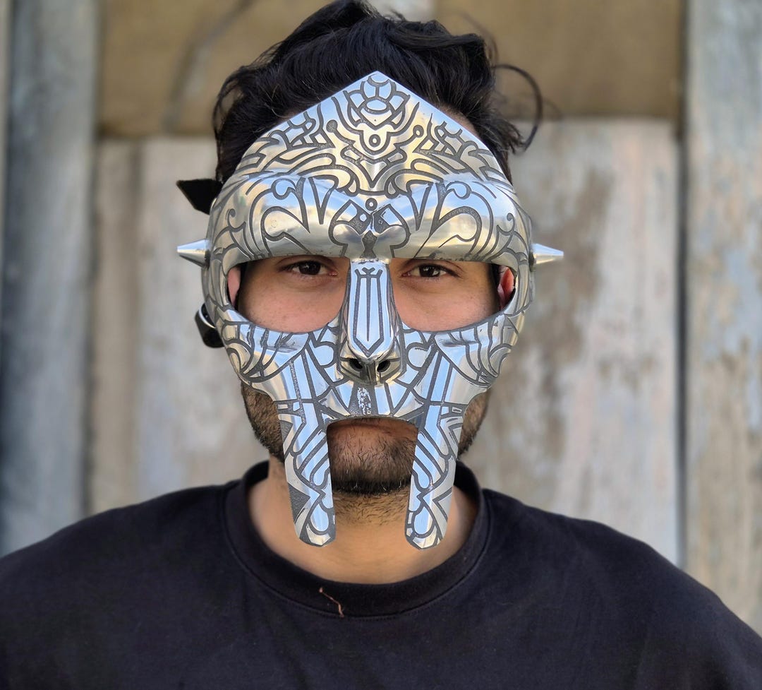 Hand Forged MF Doom Mask, Hand Engraved Mad Villain Mask Halloween Mask ...