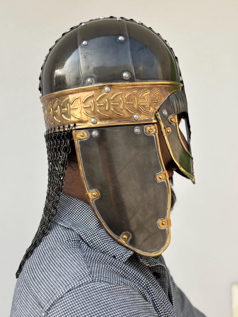 Medieval Helmet, Vikings Helmet With Chainmail Back Design, Halloween ...