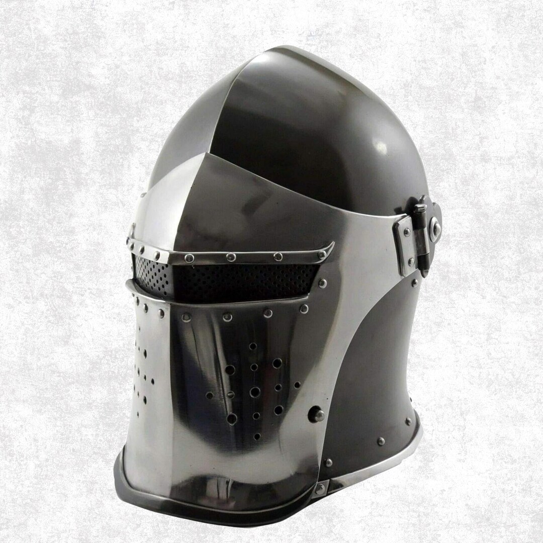 Medieval Barbuta Helmet, Visor Opening Helmet Halloween Costumer, LARP ...