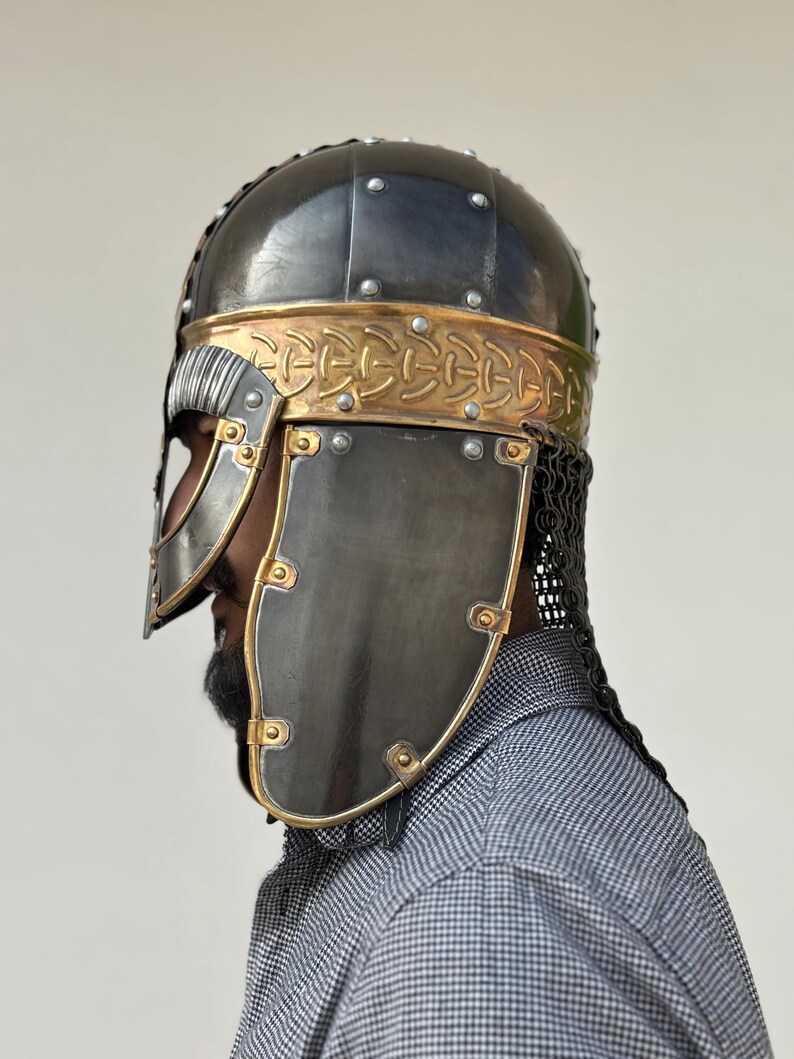 Medieval Helmet, Vikings Helmet With Chainmail Back Design, Halloween ...