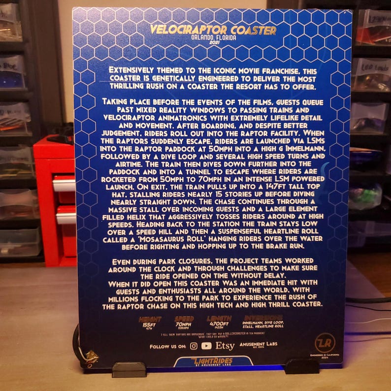 PRE-ORDER Velocicoaster (inspired) "velociraptor Coaster" | Liverides ...