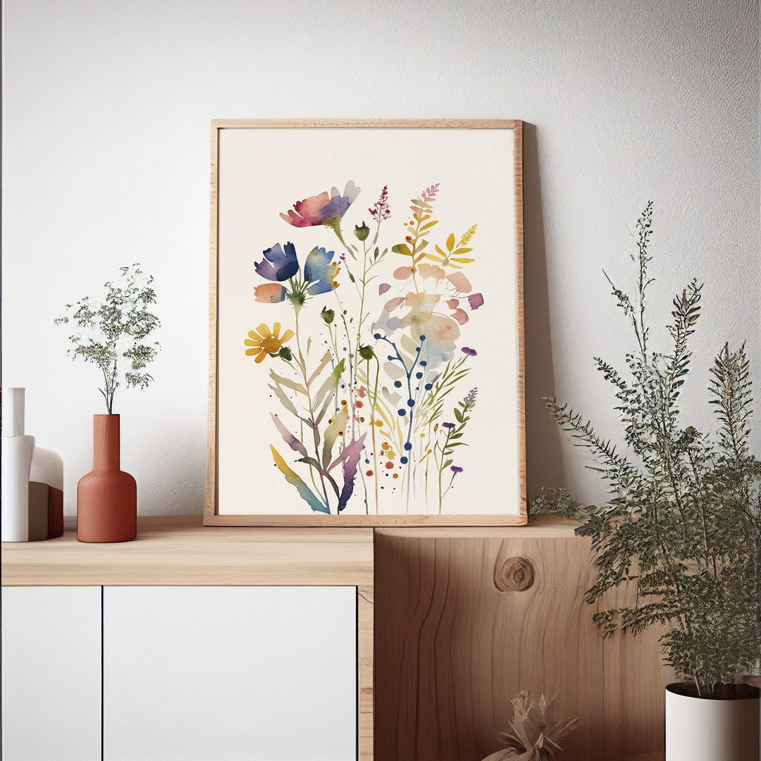 03 Watercolor Wildflower Minimal Digital Print, Flower Art, Wildflower ...