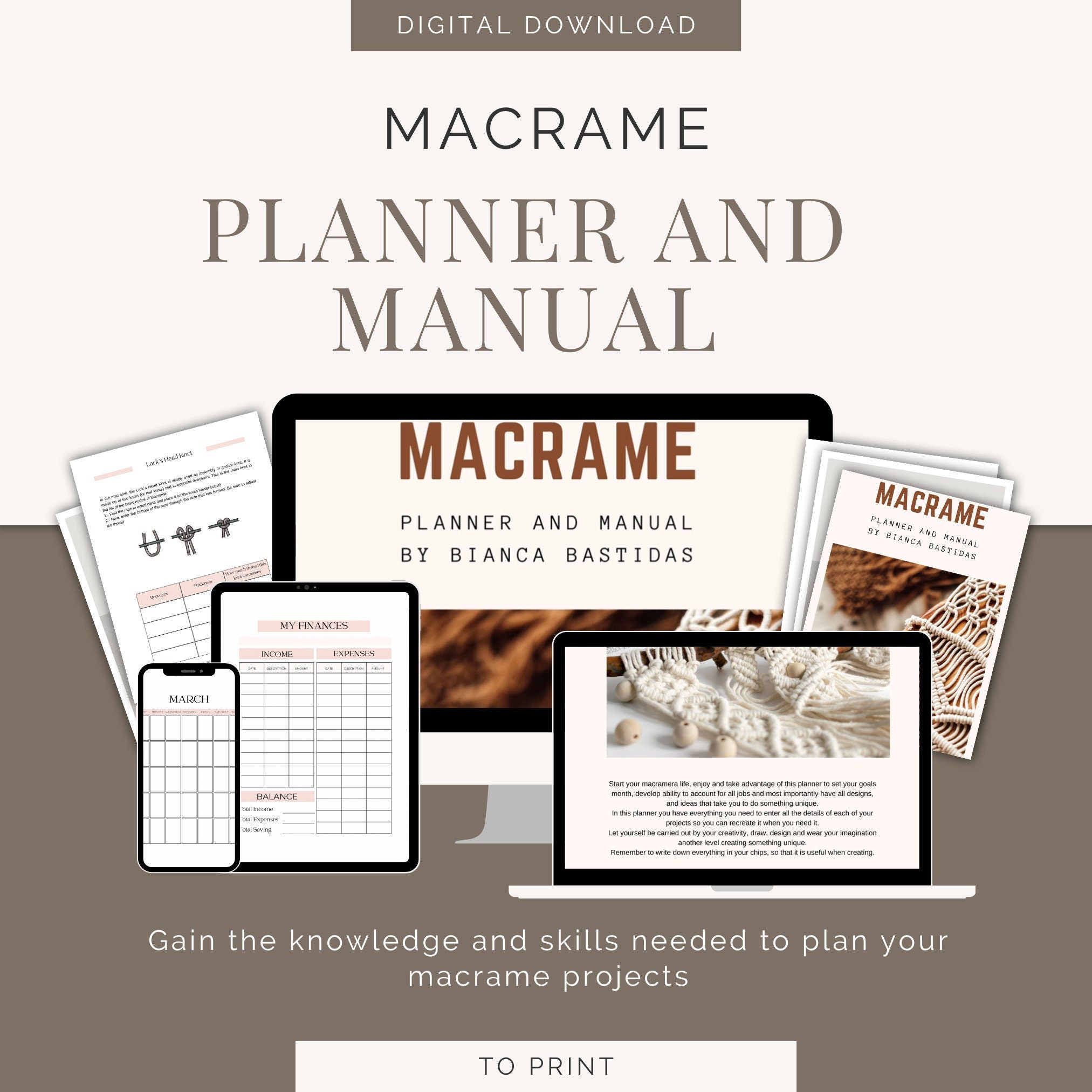 2023 Macrame Planner and Manual PDF Download Macrame Book Project Annotations - Etsy UK
