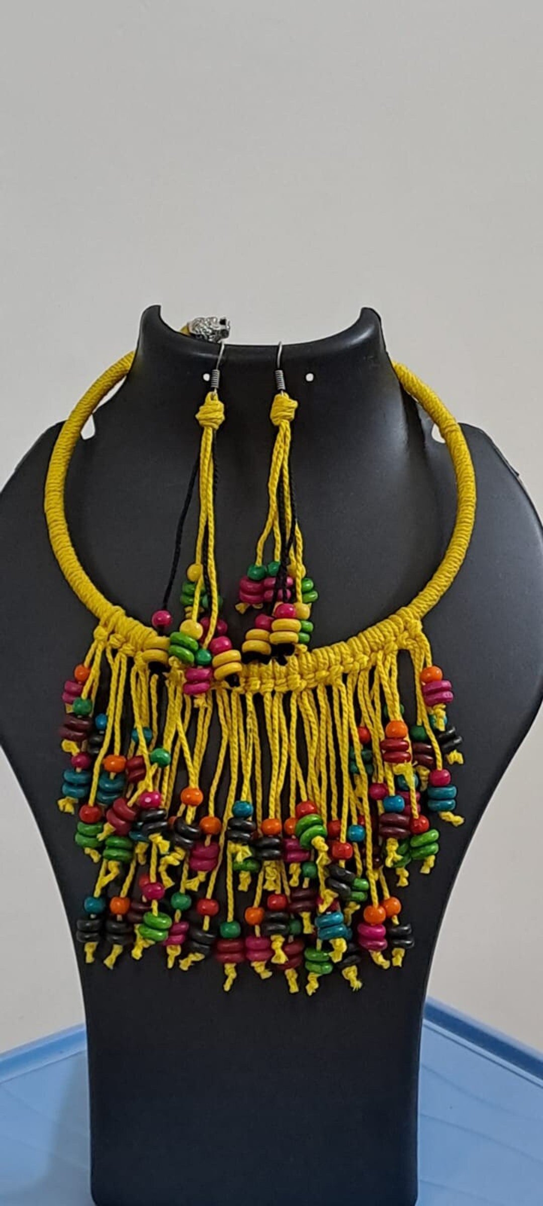 Exclusive Yellow Thread Neckband With Fringes and Matching Earrings. - Etsy