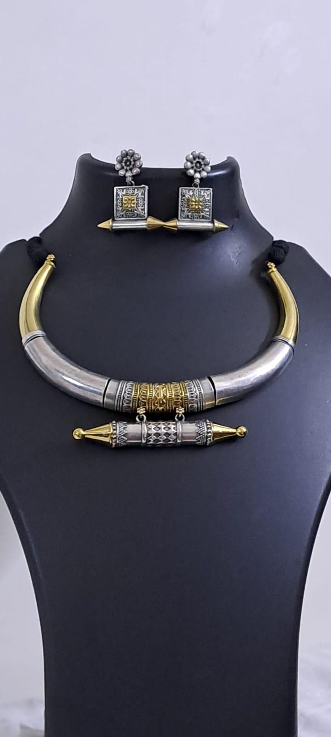 Exclusive Silver Oxidised Hasuli Set With Matching Earrings - Etsy