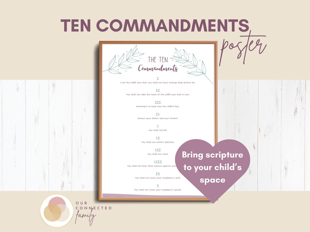 CHRISTIAN WALL ART for Kids Education – Digital Ten Commandments Bible ...