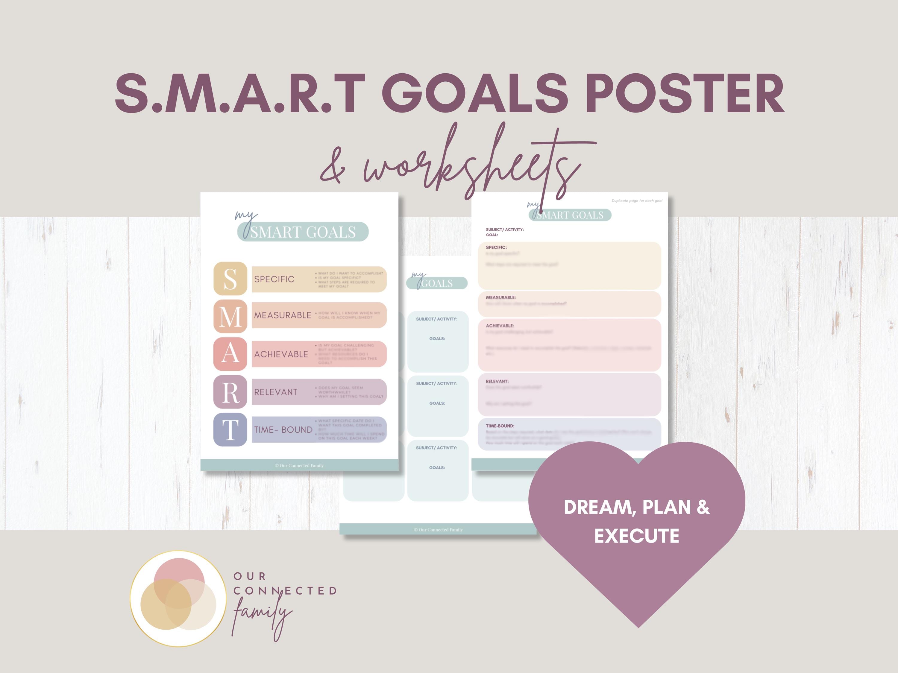 Digital Smart GOAL Setting POSTER & WORKSHEET – Motivational Digital ...