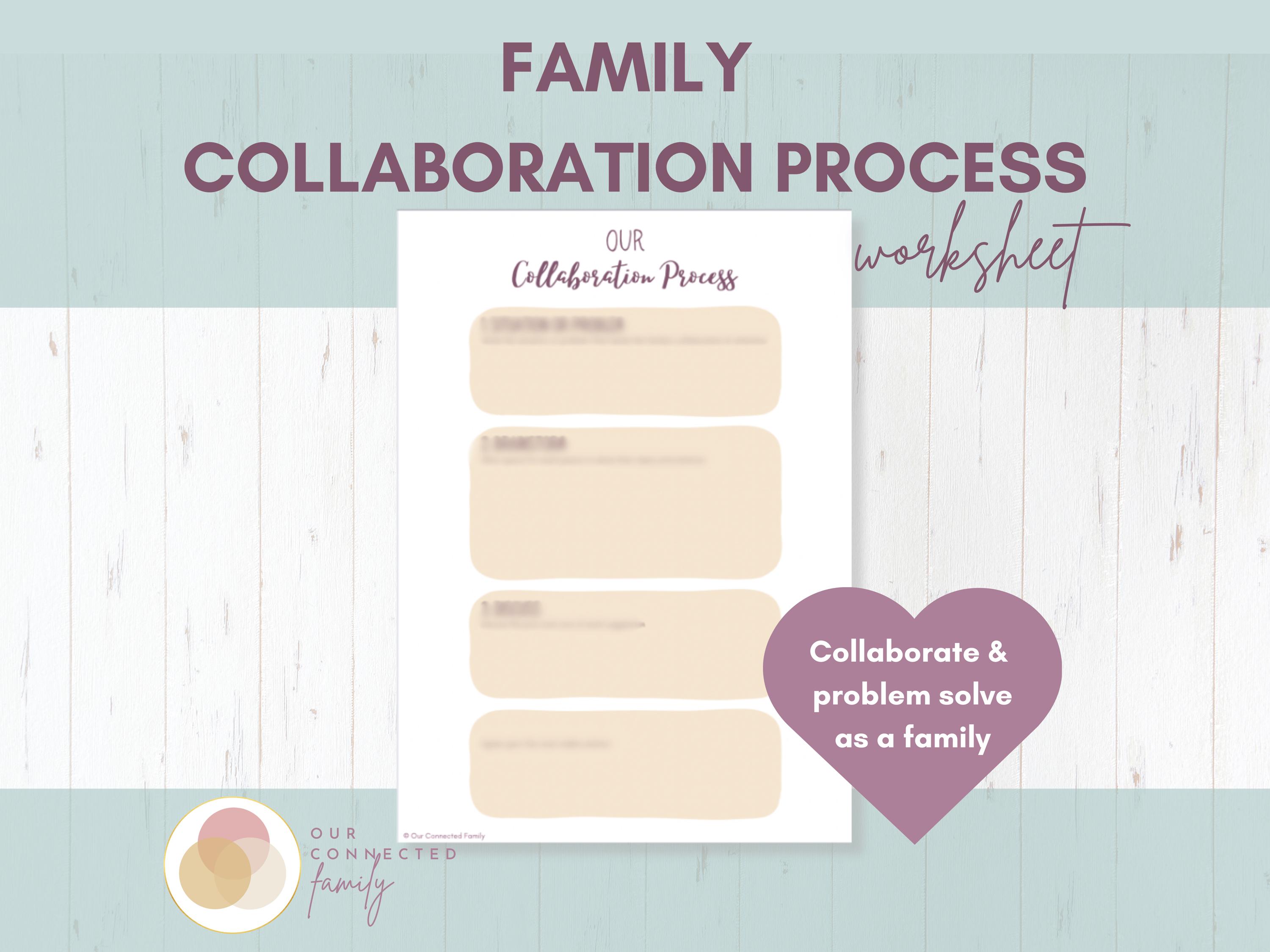 Family Collaboration Process Worksheet, Foster Teamwork, Unity and ...