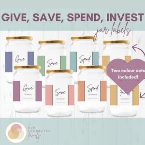 Kids Money Jar Labels: Give, Save, Spend, Invest (printable) - Etsy