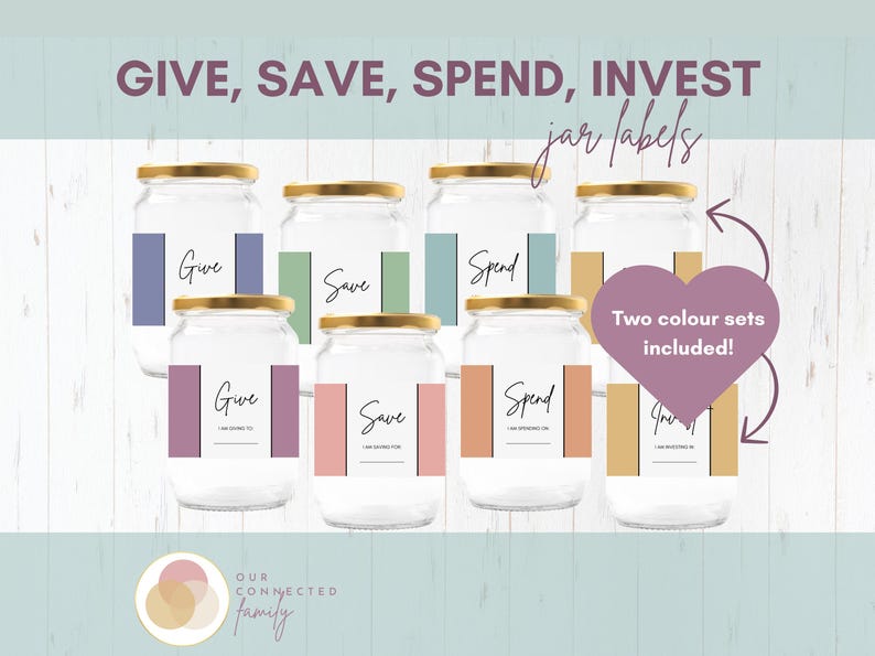Kids Money Jar Labels: Give, Save, Spend, Invest (printable) - Etsy