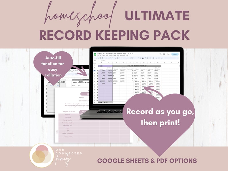 Homeschool RECORD KEEPING Planner, Google Spreadsheet Ultimate ...