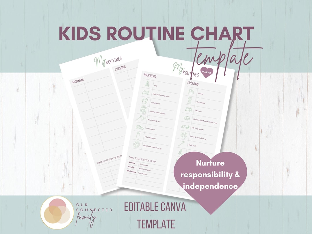 Editable CANVA KIDS Routine CHART Template – Hand Write Child Routine ...
