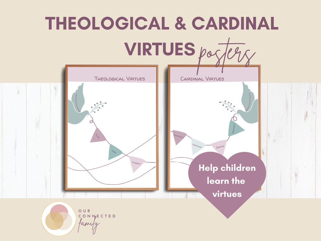 Christian CARDINAL & THEOLOGICAL Virtues Bible Verse POSTER – Spiritual ...