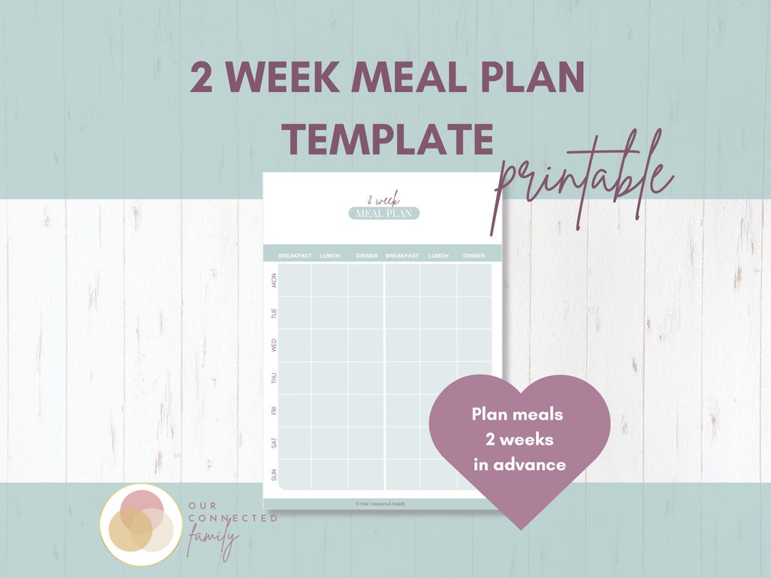 PRINTABLE 2 Week MEAL PLANNER, Digital Download 2 Week Routine & Meal ...