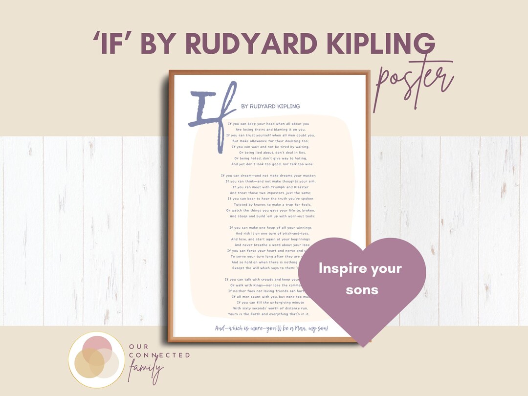 Motivational Literature POEM WALL POSTER – Digital Rudyard Kipling ...